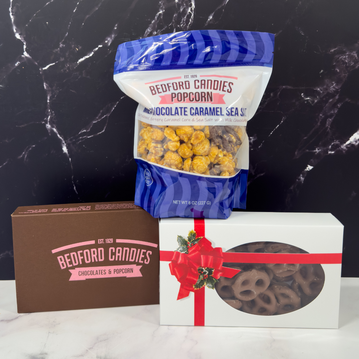 Silver Gift Set – Chocolates & Popcorn Set — Bedford Candies